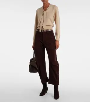 NILI LOTAN Cashmere Tie Detail Sweater - Beige