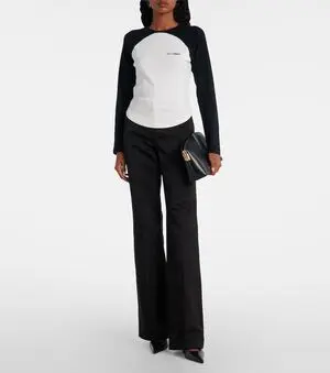 COURREGES Circle Contrast Cotton Jersey T-shirt