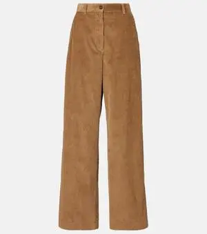 Miu Miu Cotton Corduroy Wide-leg Trousers - Beige