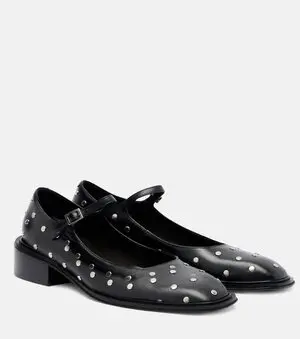 SOULIERS MARTINEZ Penelope Leather Mary Jane Pumps - Black