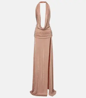 THE NEW ARRIVALS ILKYAZ OZEL Embellished Open-back Gown - Pink