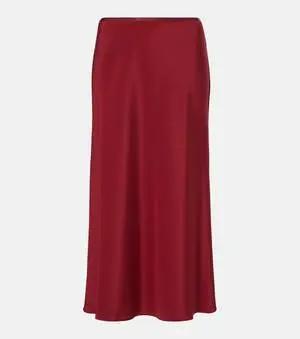 Max Mara Borbona Silk-blend Midi Skirt - Red