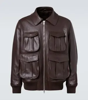 Simone Rocha Chocolate Leather Bomber Jacket