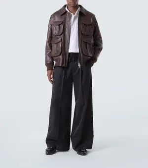 Simone Rocha Chocolate Leather Bomber Jacket