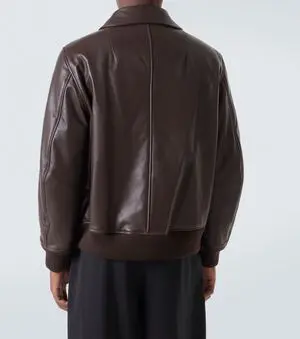 Simone Rocha Chocolate Leather Bomber Jacket