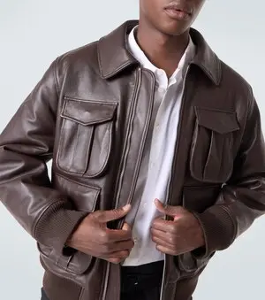 Simone Rocha Chocolate Leather Bomber Jacket
