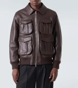 Simone Rocha Chocolate Leather Bomber Jacket