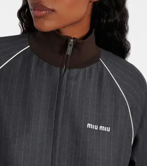 Miu Miu Pinstripe Virgin Wool Blouson Jacket - Grey