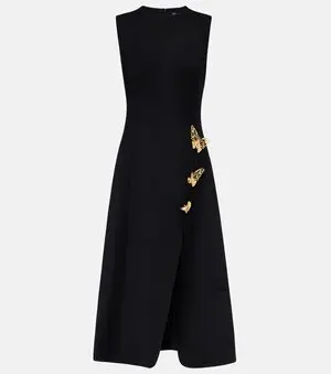 Oscar De La Renta Embellished Wool-blend Cocktail Dress - Black