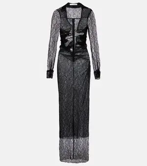 Christopher Esber Venus Sheer Lace Gown - Black