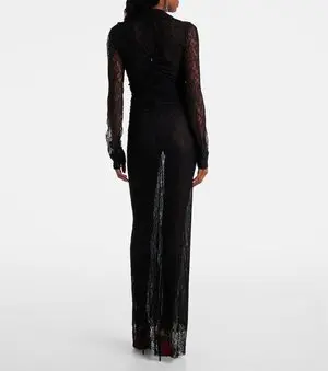 Christopher Esber Venus Sheer Lace Gown - Black