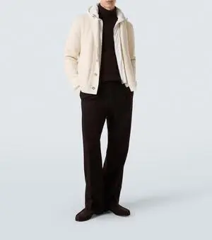 Herno Ribbed-knit Wool Cardigan With Detachable Hood - White