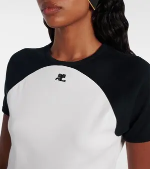 COURREGES Circle Contrast Cotton Jersey T-shirt