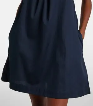 LESET Gathered Cotton Mini Dress