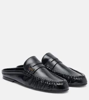 Saint Laurent Le Loafer Leather Mules - Black