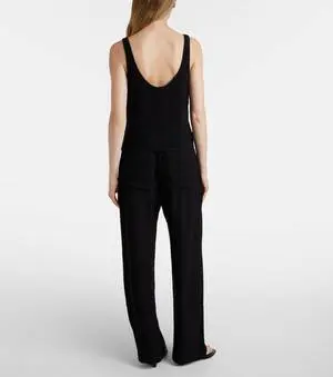 LESET Ari Cropped Crepe Tank Top