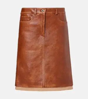 Miu Miu Leather Midi Skirt