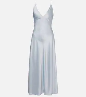 LESET Barb Satin Slip Dress - Blue