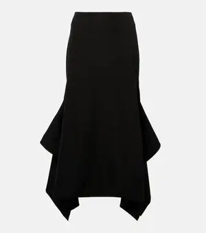 Erdem Draped Virgin Wool Midi Skirt