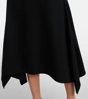 Erdem Draped Virgin Wool Midi Skirt