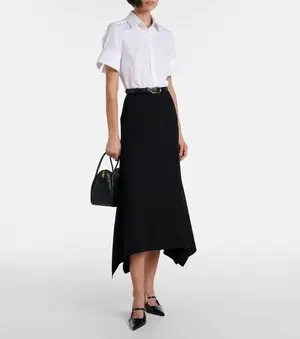 Erdem Draped Virgin Wool Midi Skirt