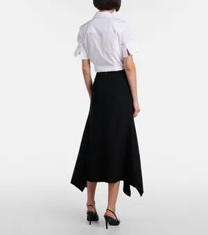 Erdem Draped Virgin Wool Midi Skirt