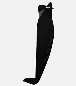 David Koma Cut Out Asymmetric Wool-blend Gown - Black