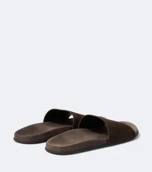 THE ROW Hugh Suede Slides - Brown