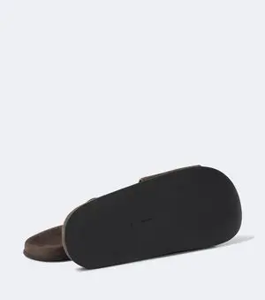 THE ROW Hugh Suede Slides - Brown