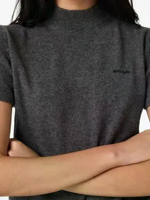 Miu Miu Ribbed Mock Neck Cashmere Sweater
