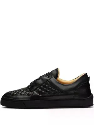 LEANDRO LOPES Faisca Quilted-pattern Leather Lace-up Sneakers - Black