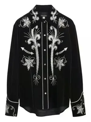 TOM FORD Velvet Shirt With Appliqué Detailing - Black