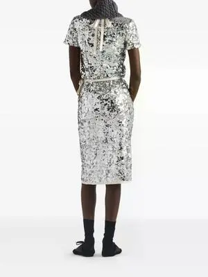 Prada Sequined Wrap Midi Skirt - Silver