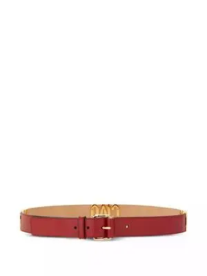 Moschino Leather Belt With Gold-tone Lettering - Red