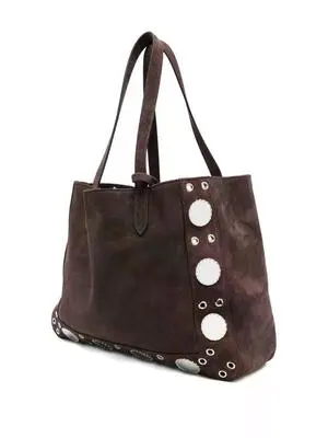 Valentino Garavani Suede Tote Bag With Mirror Embellishments
