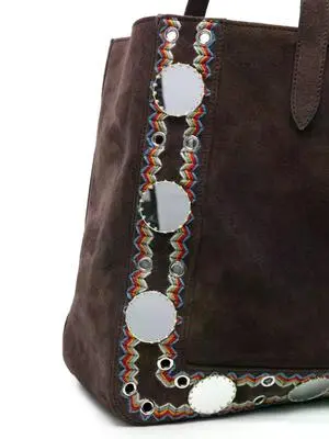 Valentino Garavani Suede Tote Bag With Mirror Embellishments