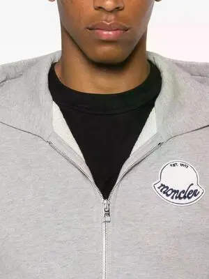 Moncler Logo Patch Zip-up Hoodie - Grey