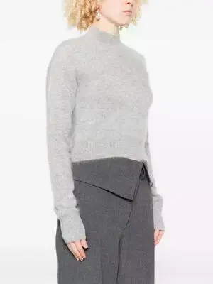 Sportmax High-neck Cropped Sweater - Grey