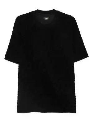 Fendi Textured Crew-neck T-shirt - Black