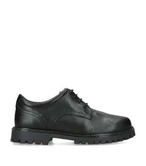 PAPOUELLI Leather Lace-up Harry School Shoes - Black