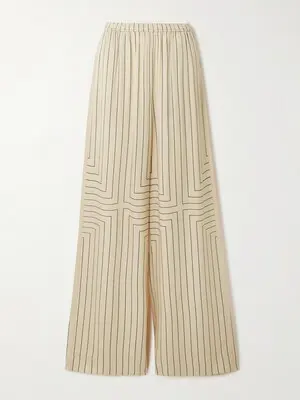 JOSEPH Hulin Pinstriped Silk-blend Satin Wide-leg Trousers