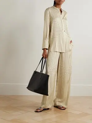 JOSEPH Hulin Pinstriped Silk-blend Satin Wide-leg Trousers