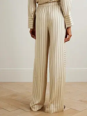 JOSEPH Hulin Pinstriped Silk-blend Satin Wide-leg Trousers