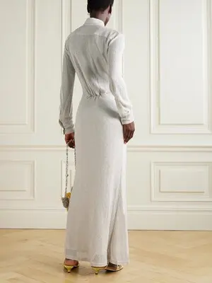 Christopher Esber Embellished Cutout Metallic Mesh Maxi Dress