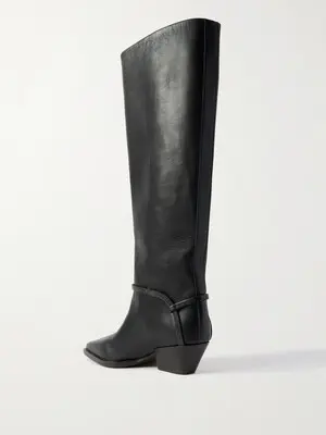 Brunello Cucinelli Bead-embellished Leather Knee Boots