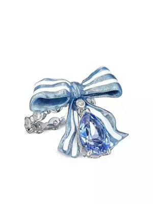 ANABELA CHAN 18k White Gold Bow Ring With Enamel Detailing And Pave Diamonds - Blue