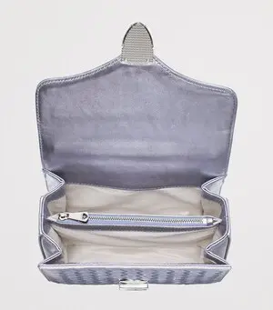 ASPINAL OF LONDON Midi Metallic Leather Mayfair Bag - Blue