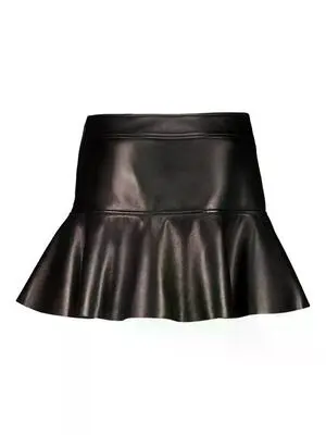 TOM FORD Leather Ruffle Mini Skirt - Black