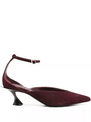 MUGLER 55mm Fang Ankle-strap Pumps - Red