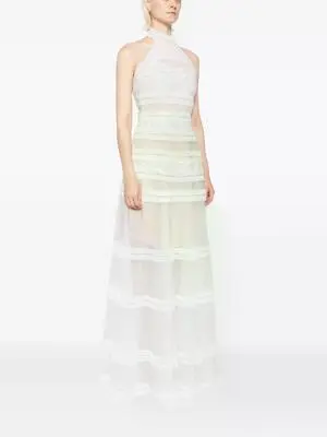 SAIID KOBEISY High-neck Lace Maxi Dress - White